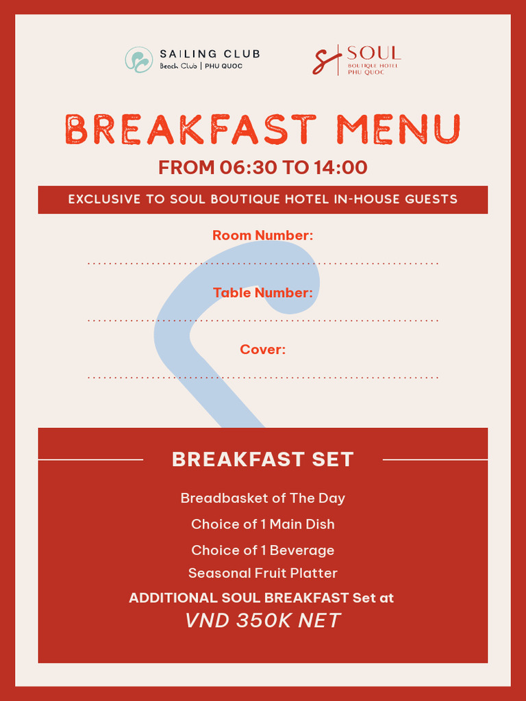 BC - SOUL - Breakfast Menu - Soul Guests | PDF | Vietnamese Cuisine ...