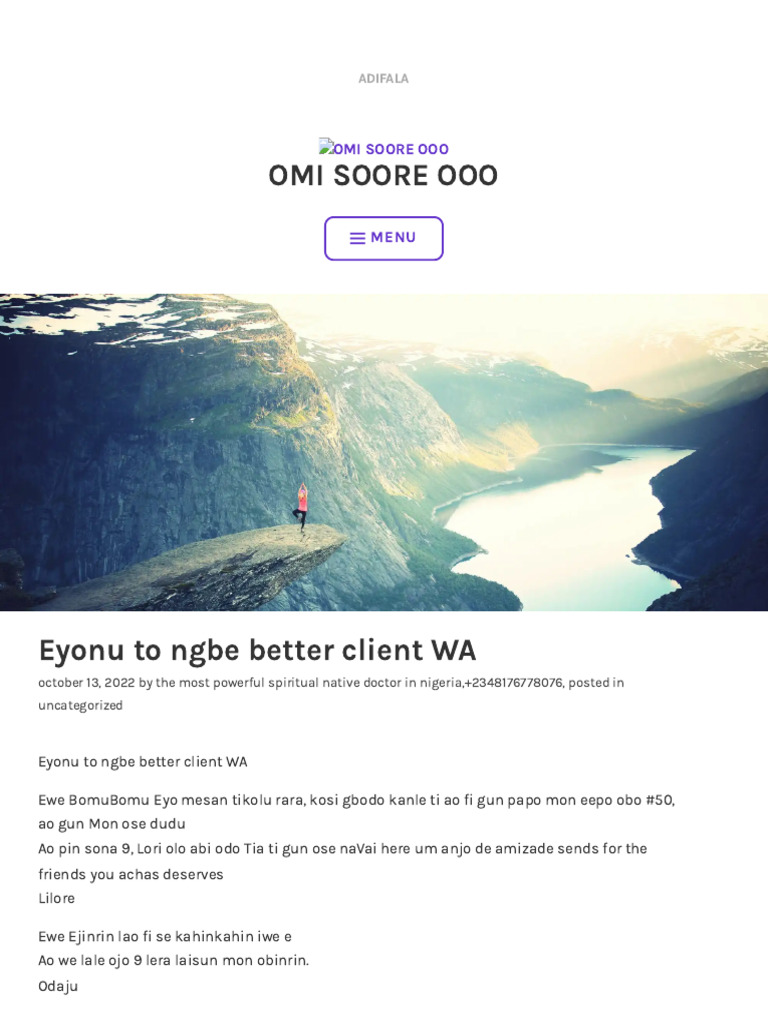 Eyonu to Ngbe Better Client WA – OMI SOORE OOO | PDF