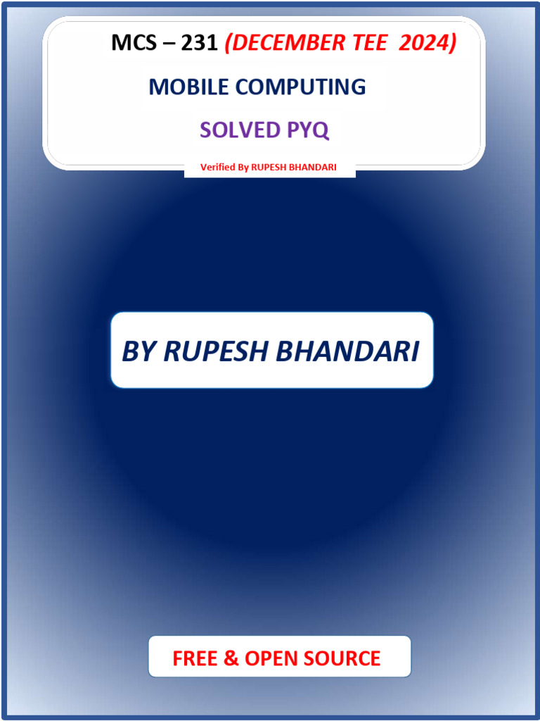 Mobile Computing Exam Solutions 2024 | PDF | Transmission Control ...