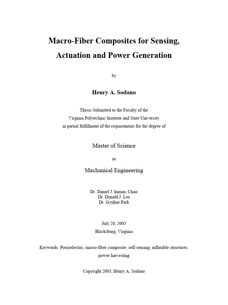 Macro-Fiber Composites For Sensing | PDF | Piezoelectricity | Composite ...