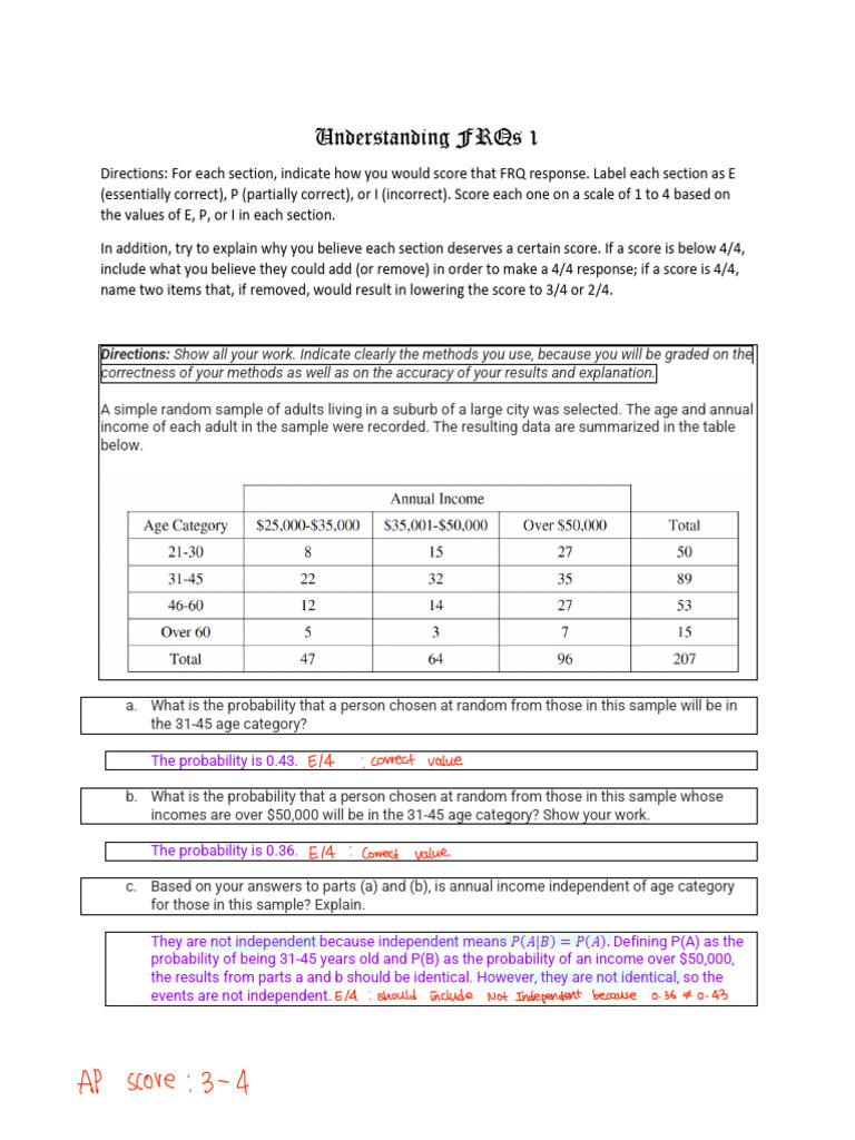 Understanding FRQs 2. Ap statistic from practice | PDF | Descriptive ...