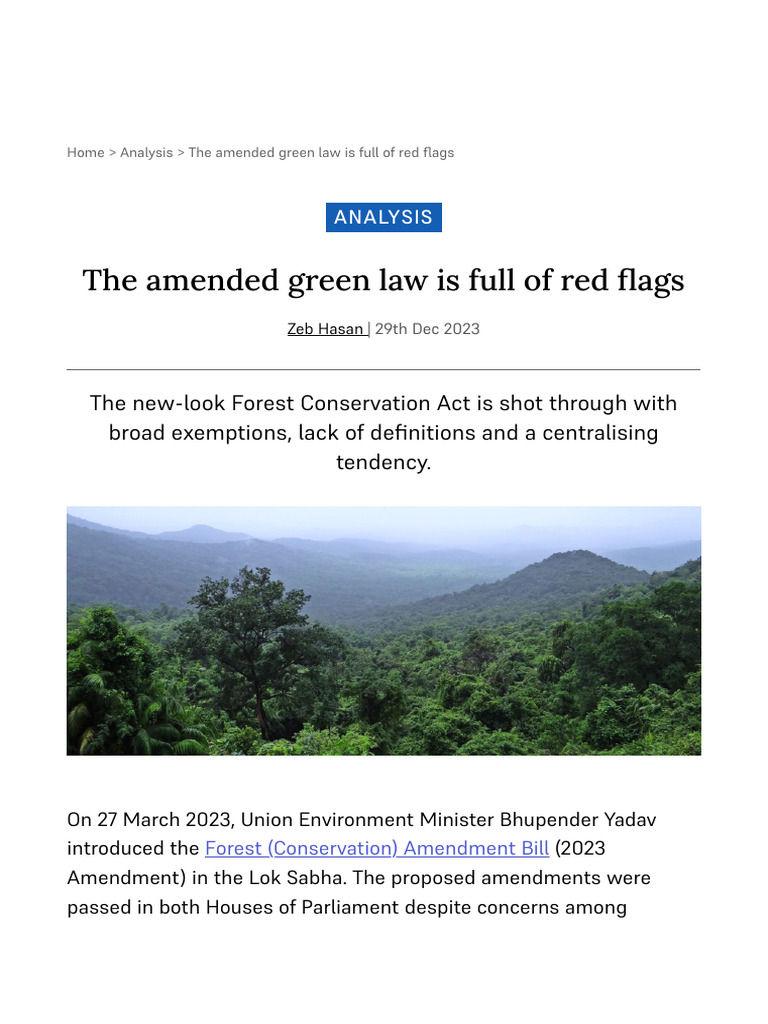 Amended Green Law's Red Flags Explained | PDF | Forests | Natural ...