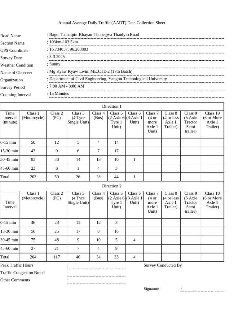 Survey Sheet | PDF | Semi Trailer Truck | Trailer (Vehicle)