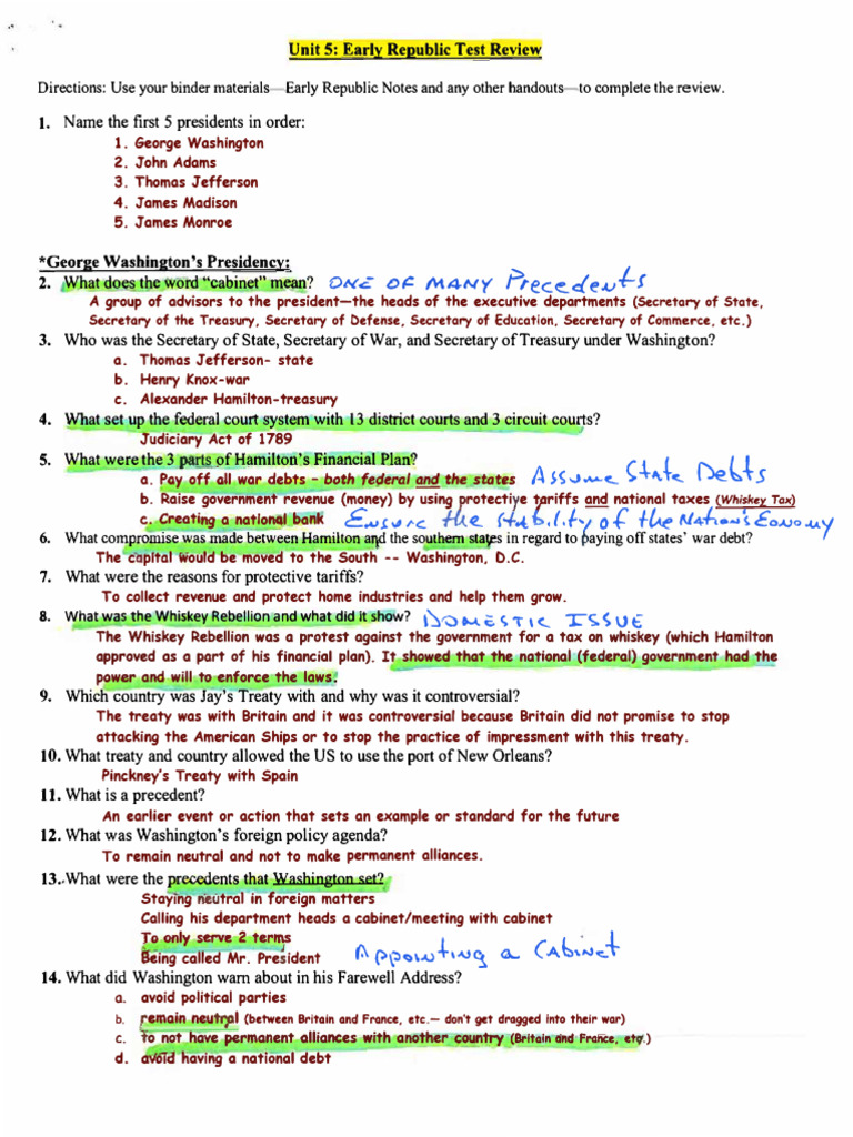 Early Republic Test Review Guide | PDF | Thomas Jefferson | War Of 1812