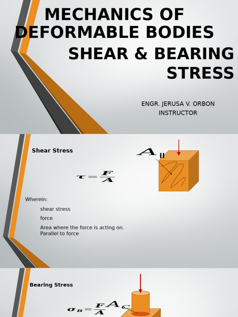 Modb Shear & Bearing Stress | PDF | Stress (Mechanics) | Strength Of ...