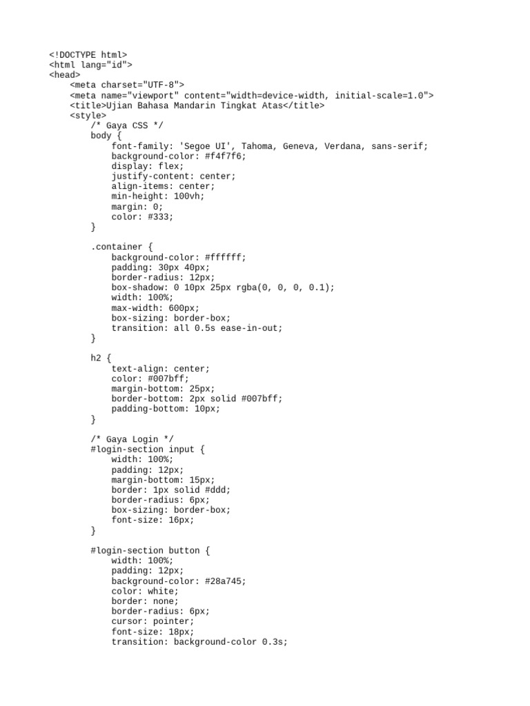 Ujian Bhs Mandarin | PDF