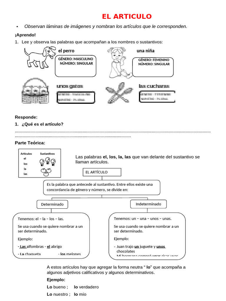 El Articulo | PDF | Género gramatical | Sustantivo