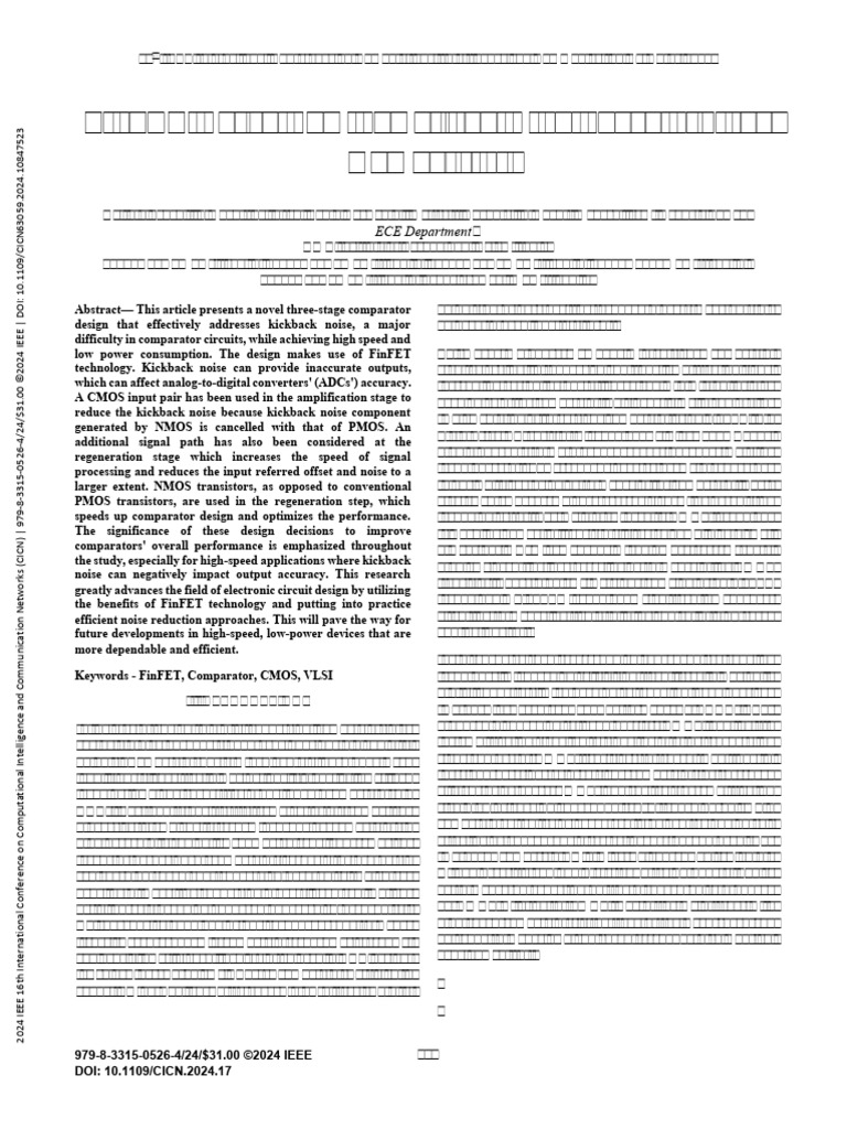 FinFET Based Low Power and High Speed 3-Stage Comparator | PDF | Mosfet ...