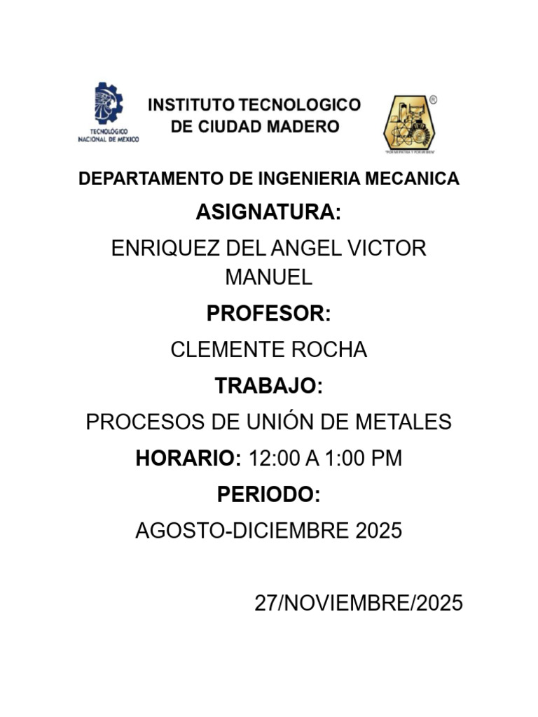 Procesos de Unión de Metales en Ingeniería | PDF | Tornillo | Remache