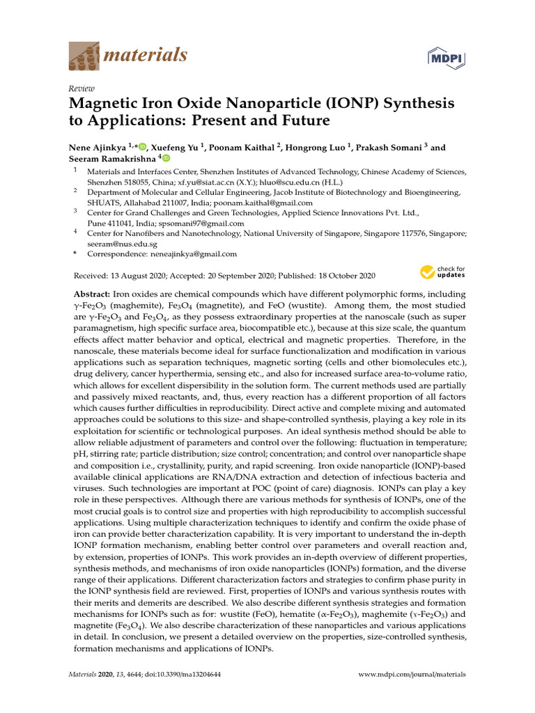 Magnetic Iron Oxide Nanoparticle (IONP) Synthesis | PDF | Nanoparticle ...