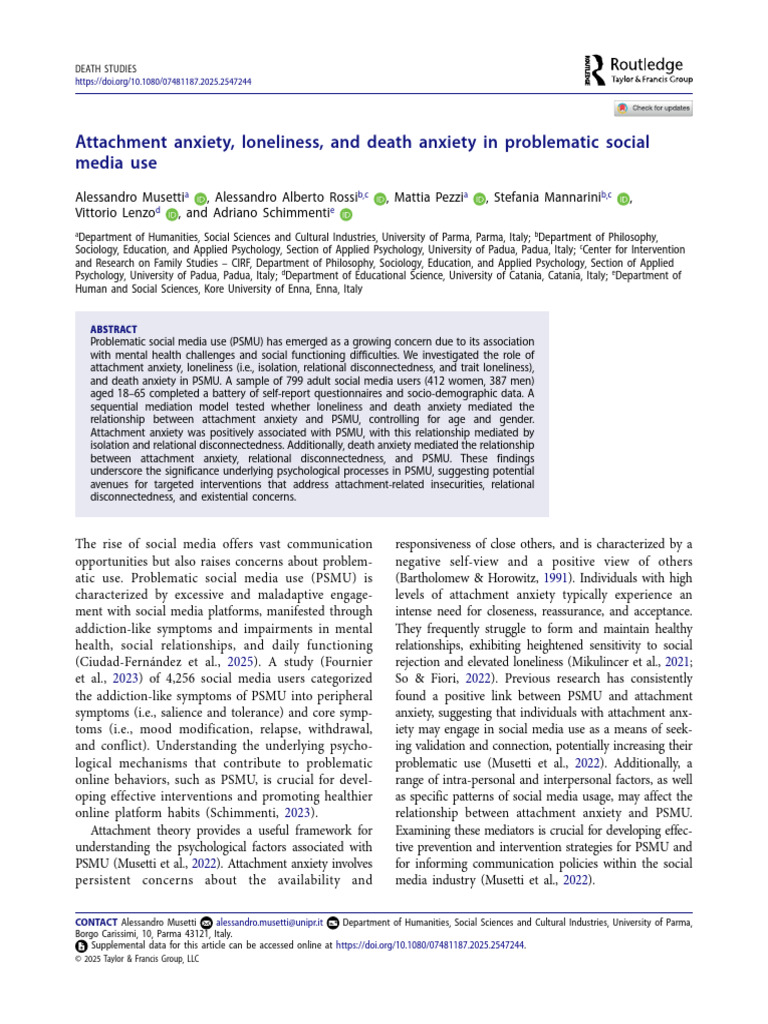 EBSCO-FullText-11 22 2025 | PDF | Attachment Theory | Loneliness