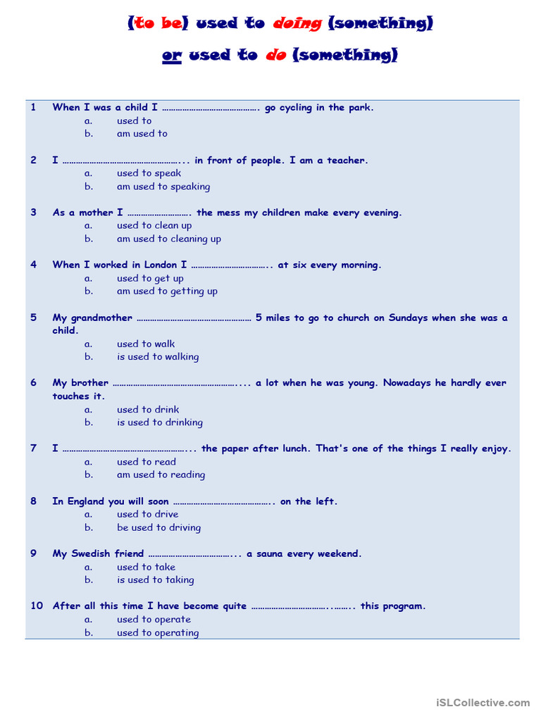 Used To Do or Used To Be Doing | PDF