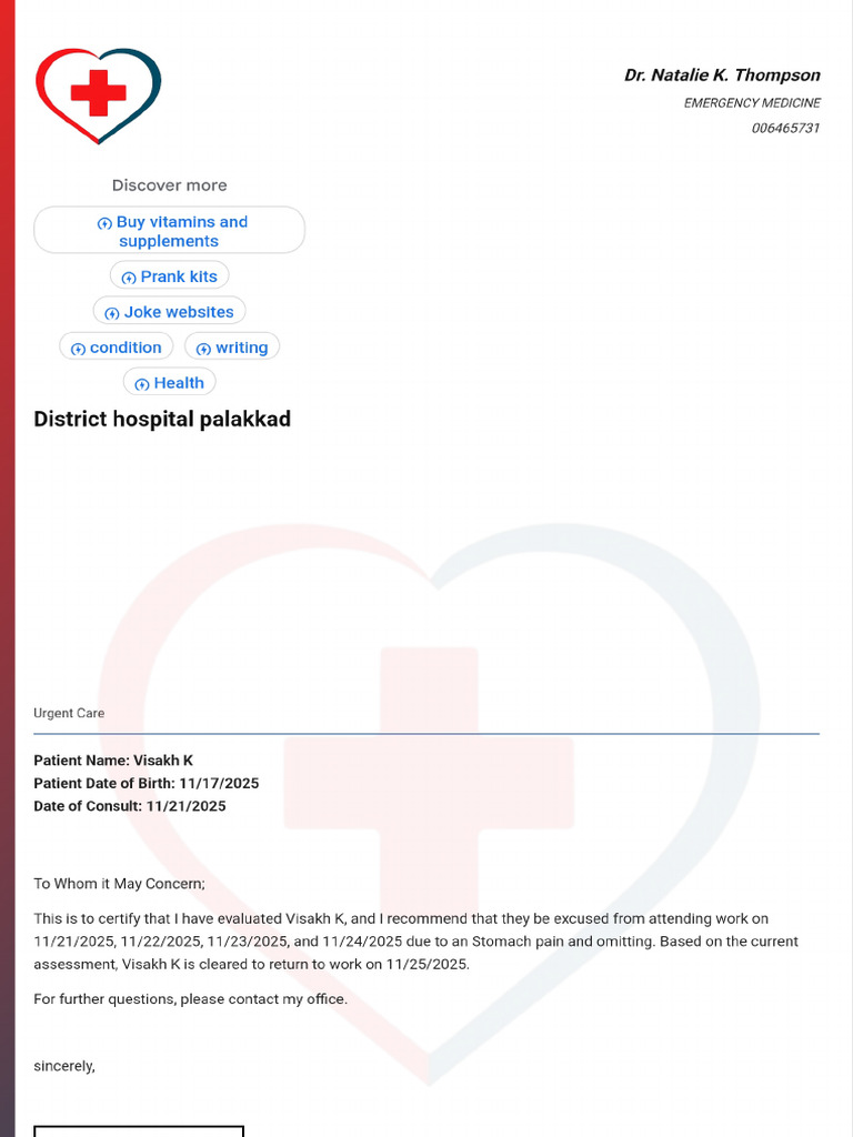 Doctor Note With Signature | PDF