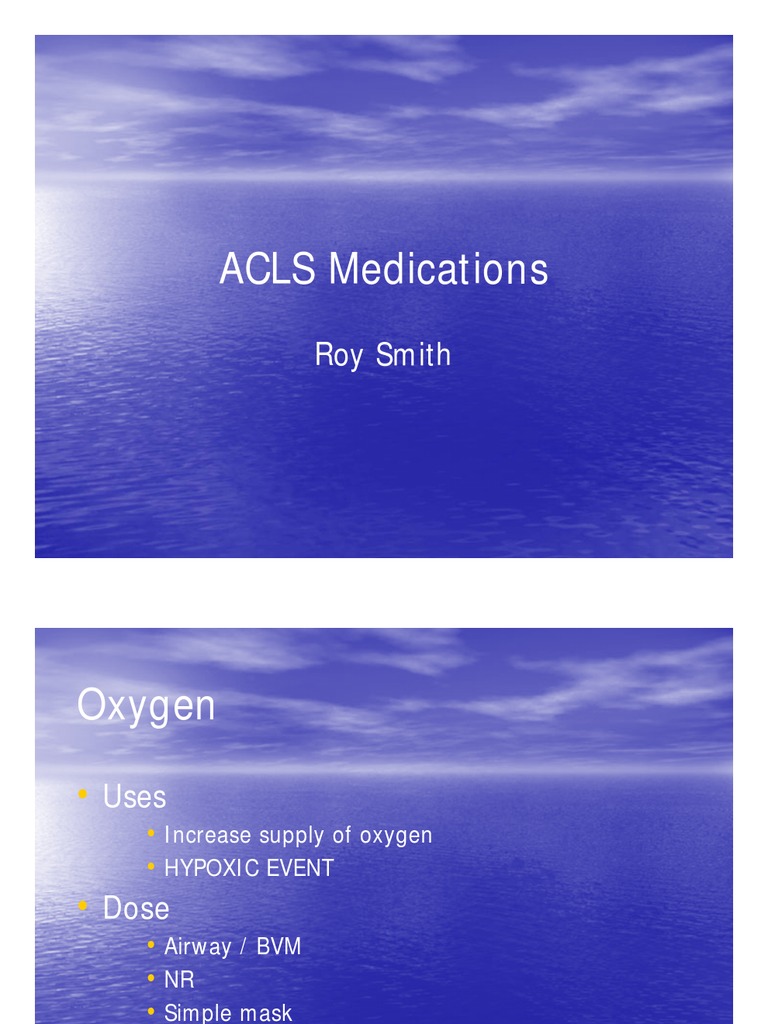 ACLS Medications Refresher | PDF | Shock (Circulatory) | Muscle Contraction