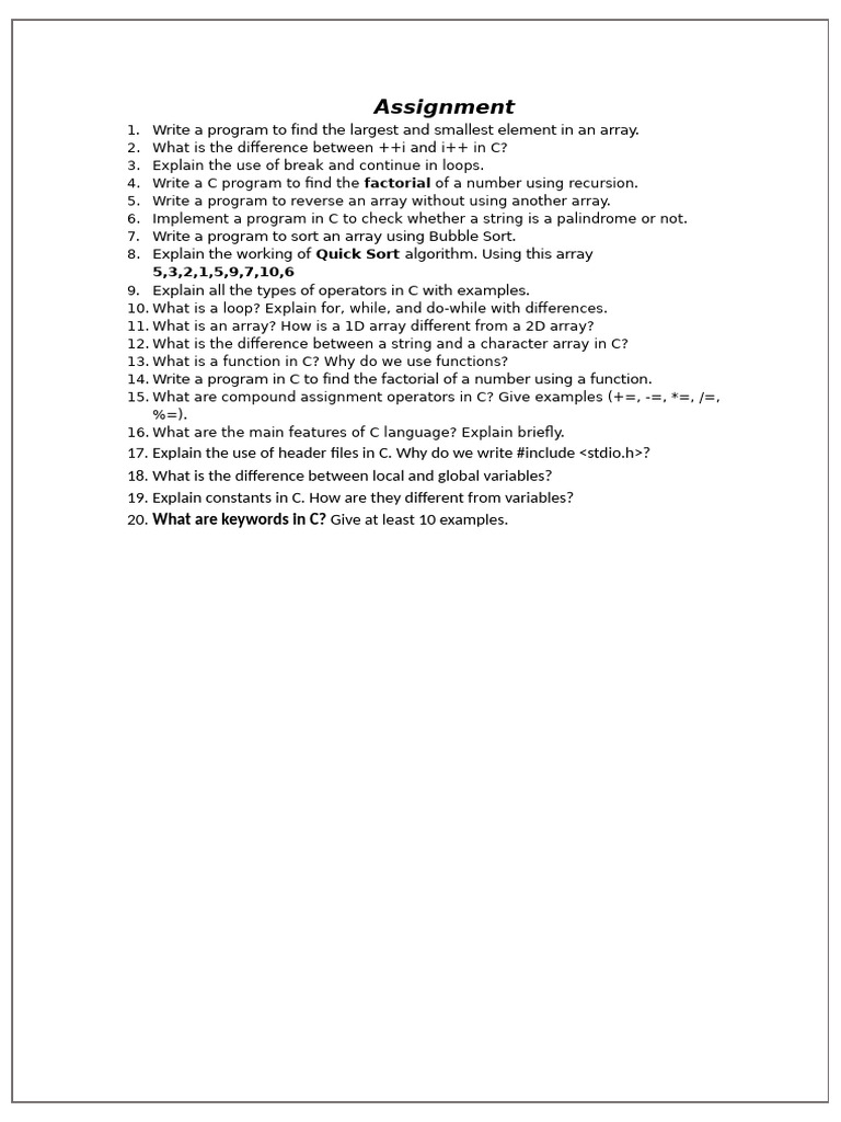 C Programming Concepts and Exercises | PDF