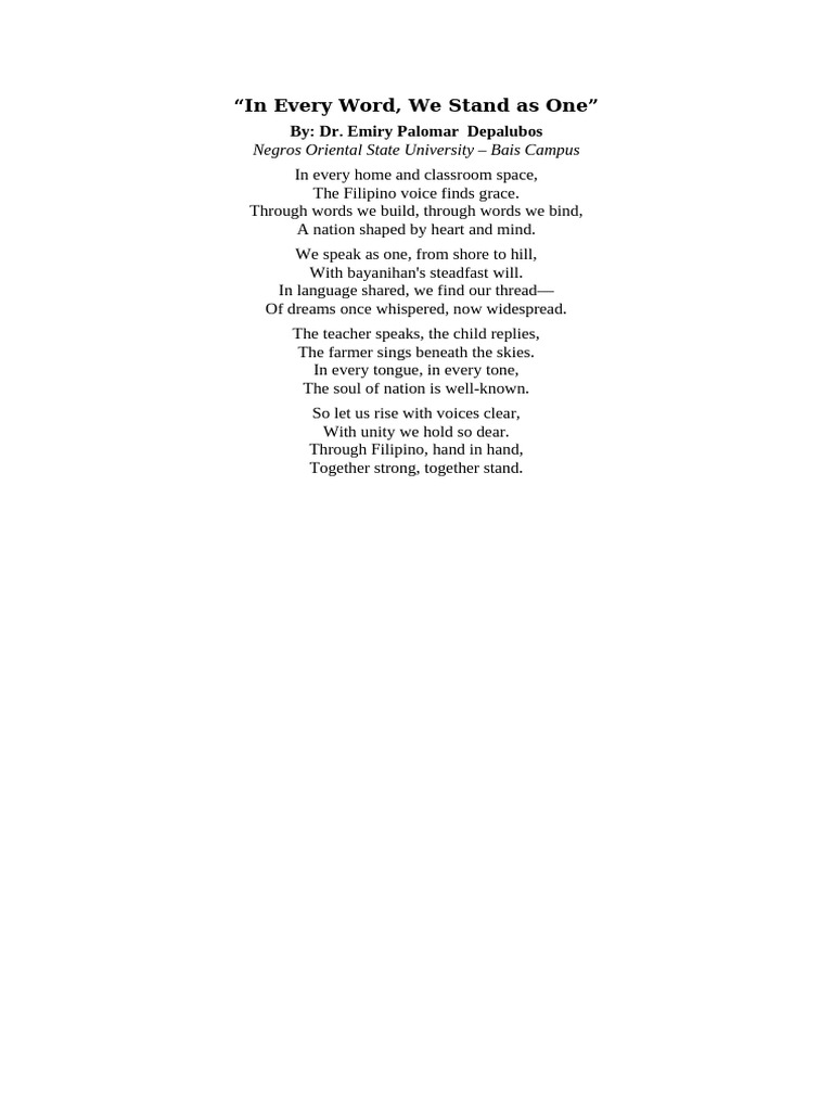 In Every Word, We Stand As One | PDF