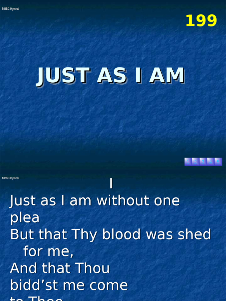 Just As I Am Lyrics - MBBC Hymnal | PDF