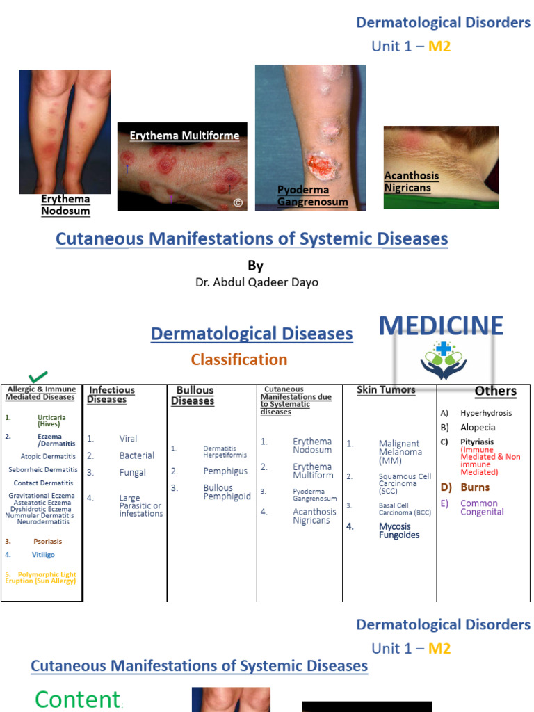 Lecture 4 - Cutaneous Manifestations of Systemic Diseases | PDF ...