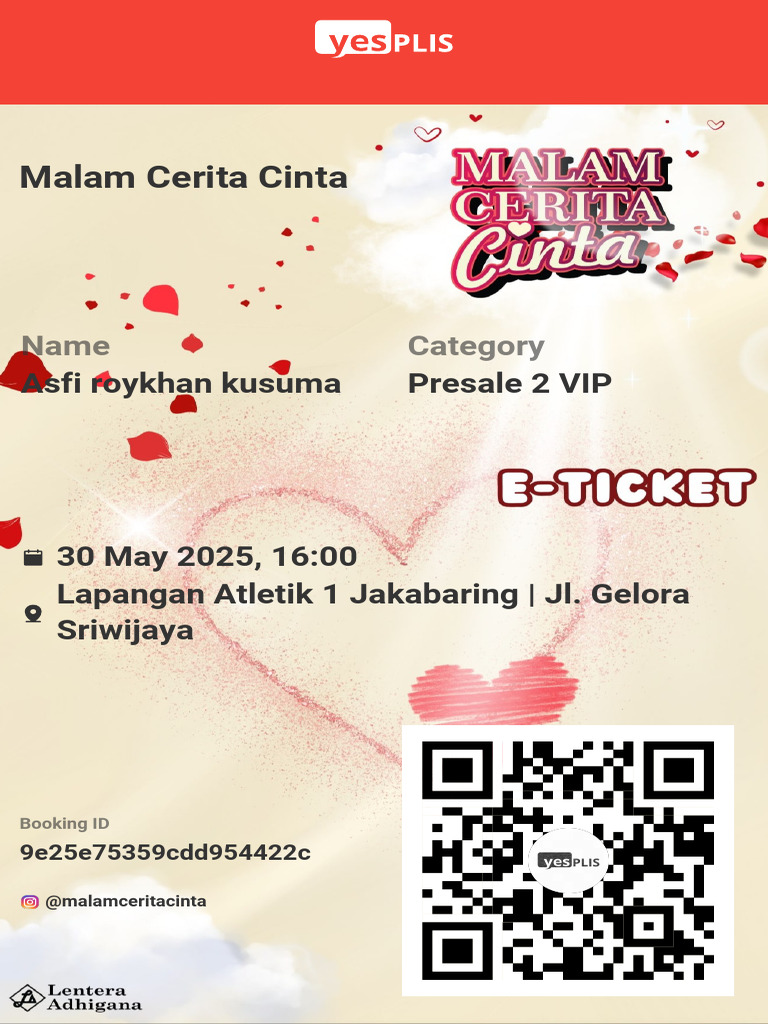 Malam Cerita Cinta: Name Category Asfi Roykhan Kusuma Presale 2 VIP | PDF