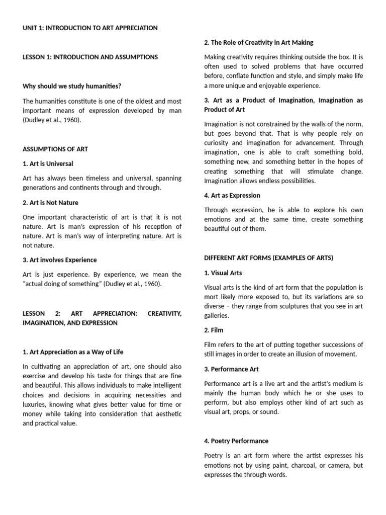 Garts Unit 1 | PDF | Dances | The Arts