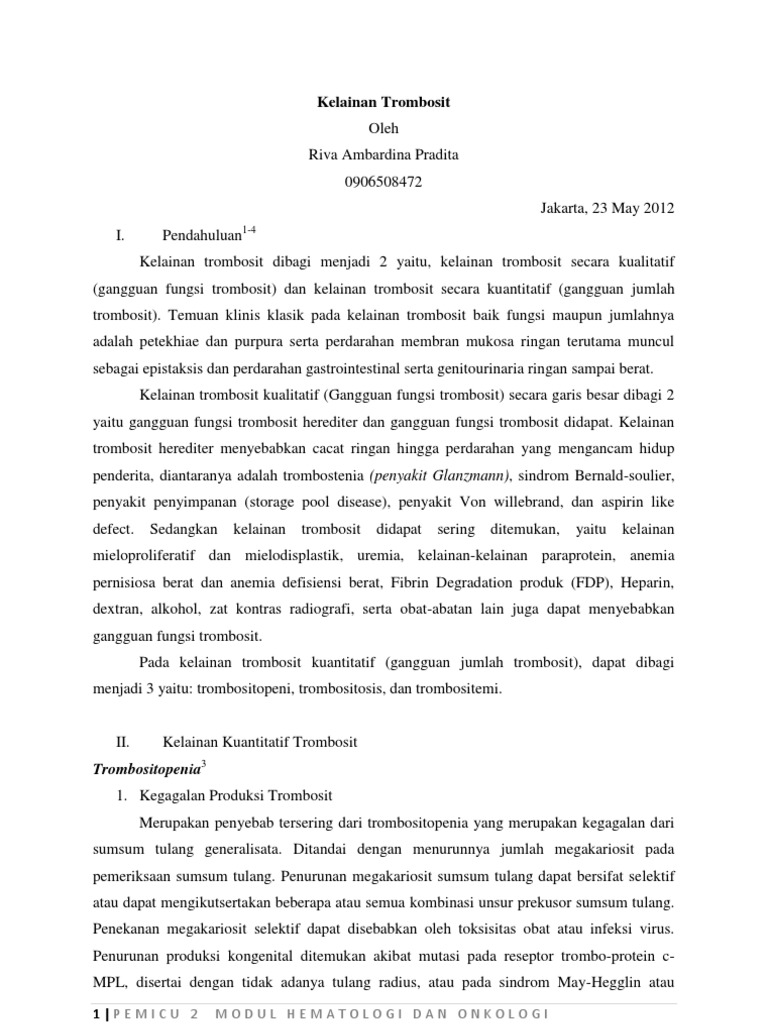 LTM2 Kelainan Trombosis | PDF