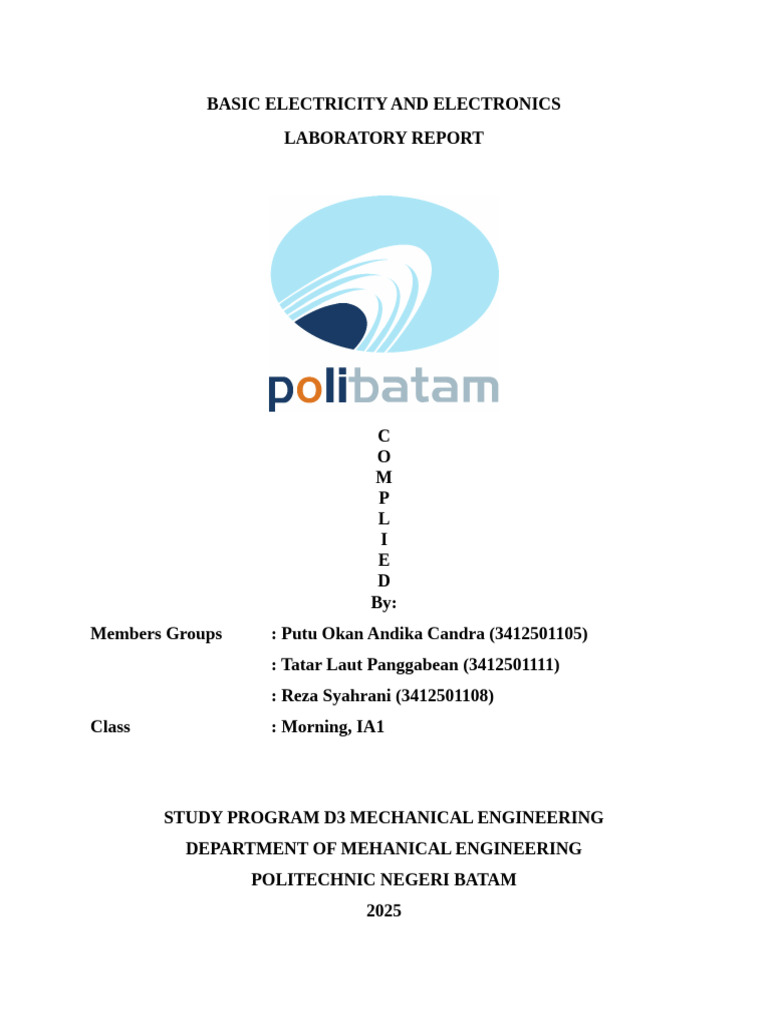 Basic Electricity and Electronics Laboratory Report | PDF | Alternating ...