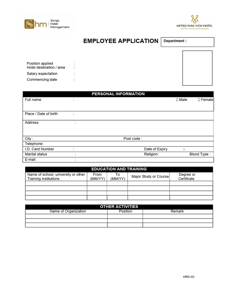 Employee Application Form Template | PDF | Medical Specialties | Human ...