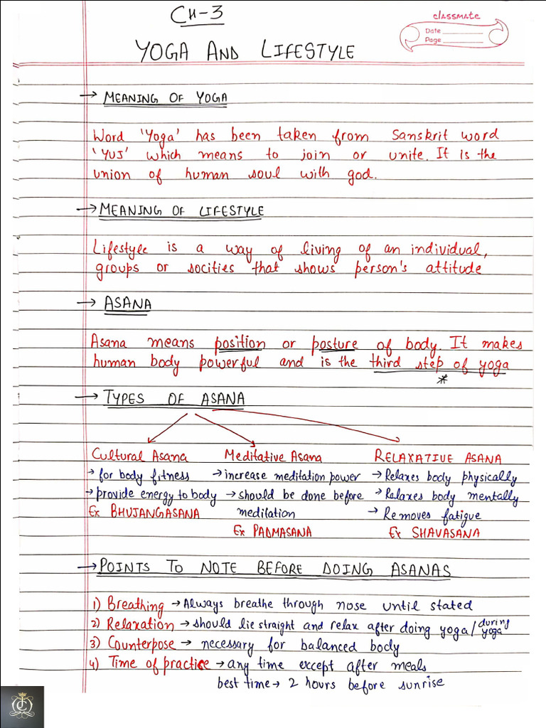 Chapter 3 Yoga and Lifestyle Class 12 Physical Education Notes | PDF