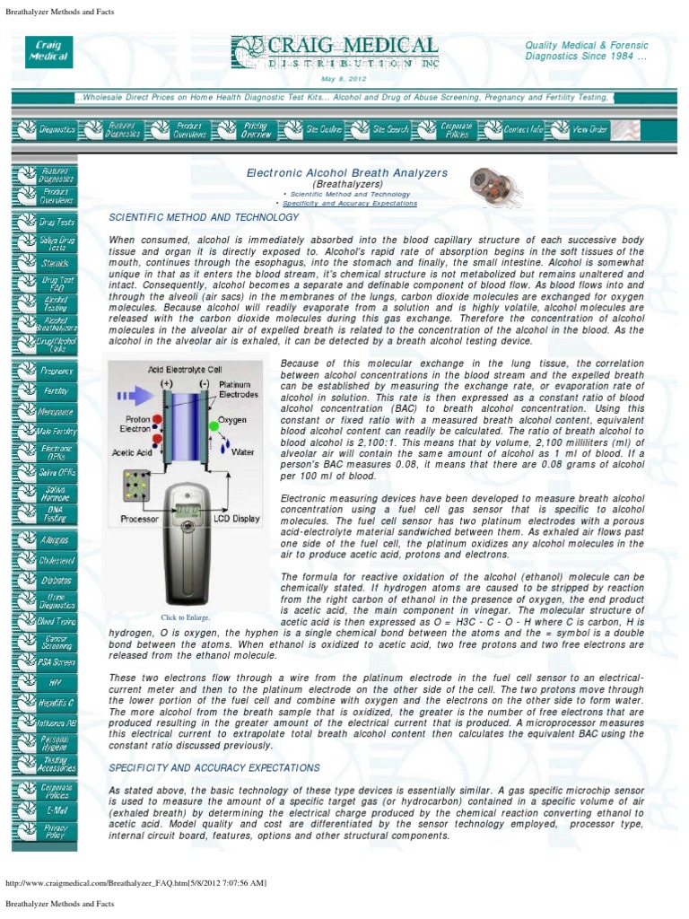 Breathalyzer Methods and Facts | PDF | Oxygen | Breathing