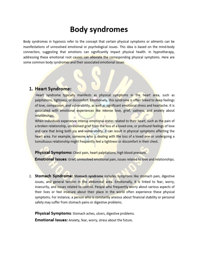 Body Syndromes | PDF | Anxiety | Hypnosis