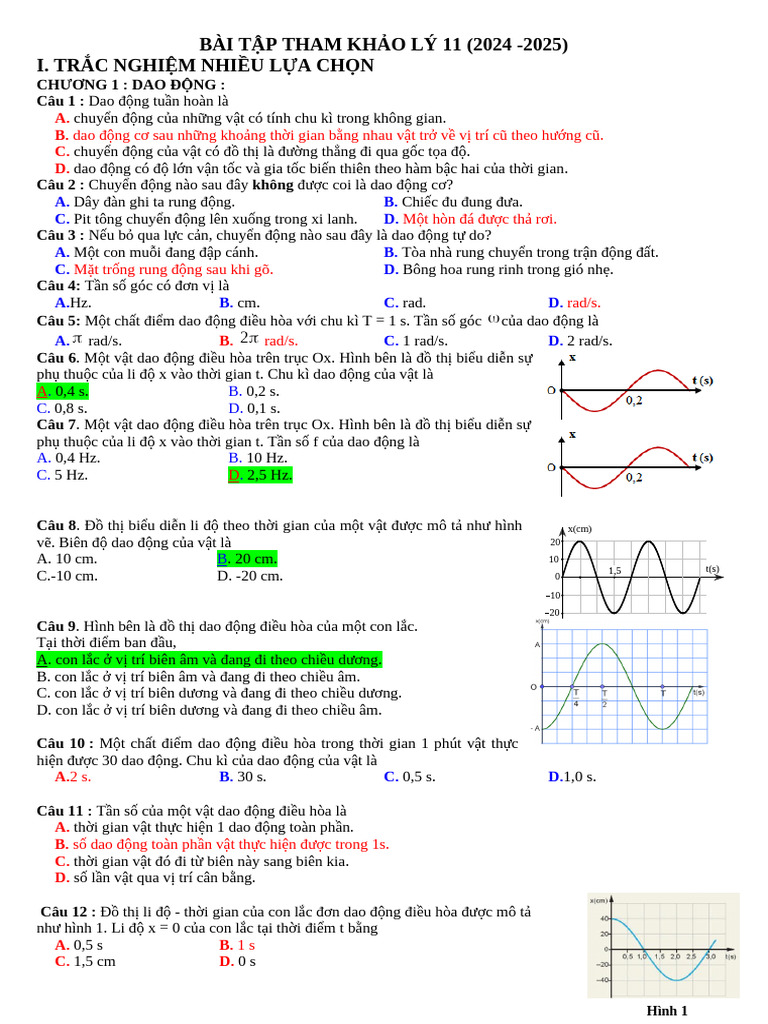 Vat Ly 11 On Tap Hk1 | PDF