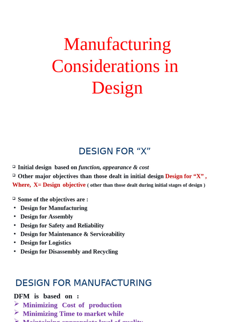 Manufacturing Design Considerations Guide | PDF | Engineering Tolerance ...