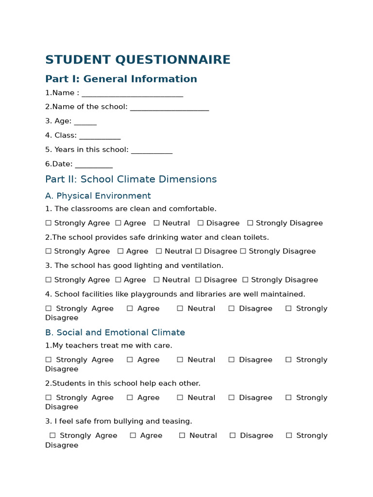 Students Questionnaire | PDF