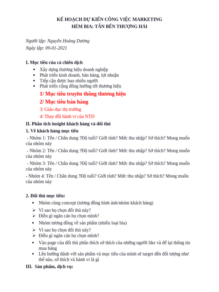 MARKETING Plan Hem Bia Tan Ben Thuong Hai | PDF