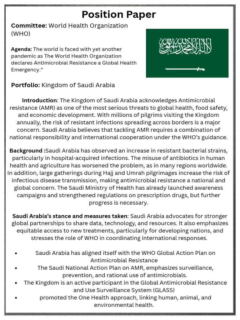 Position Paper: Committee | PDF | Antimicrobial Resistance | World ...