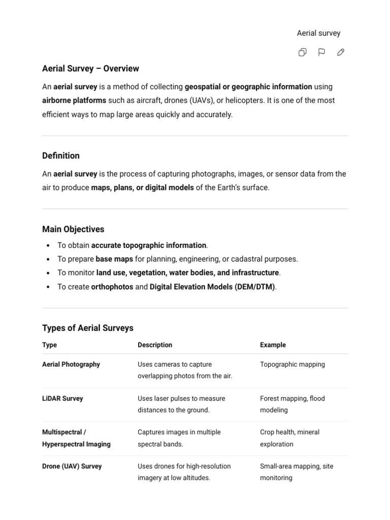 Aerial Survey Overview | PDF | Unmanned Aerial Vehicle | Surveying