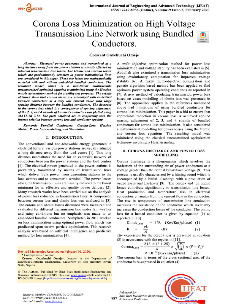 Corona Loss Minimization On High Voltage | PDF