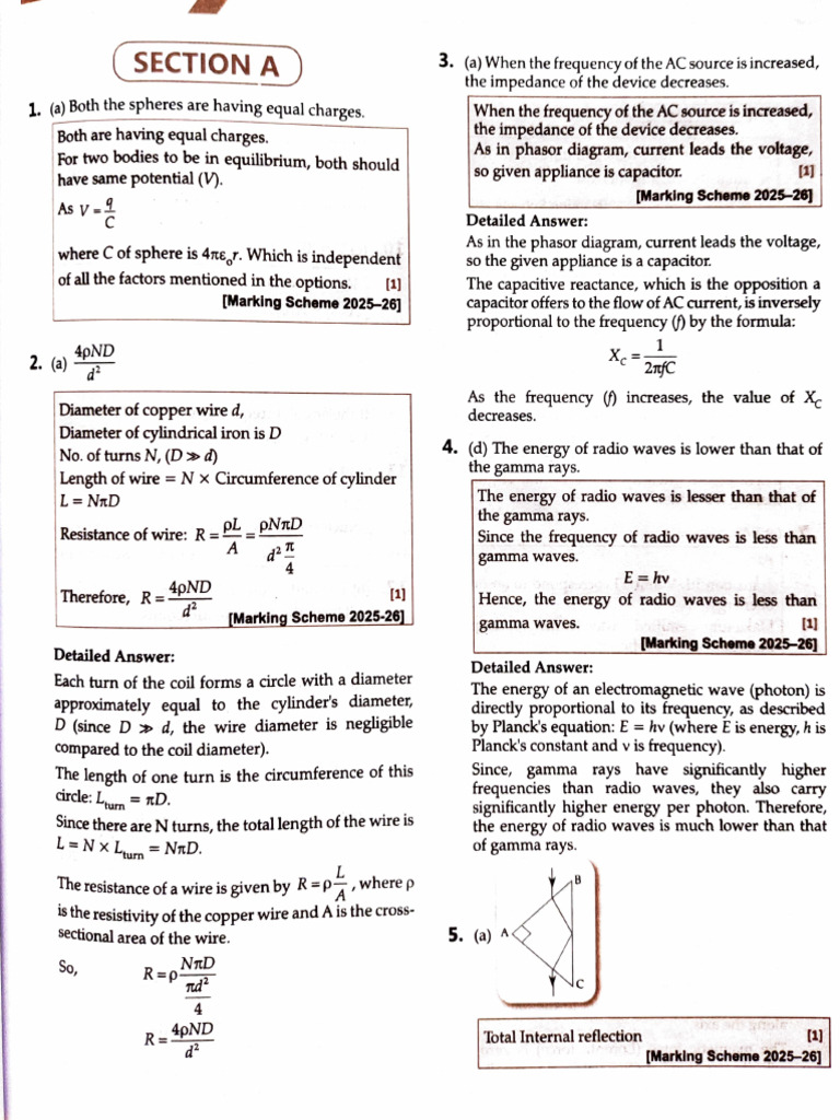 Marking Scheme of Sample Papers 1,2 Class Xii Physics | PDF