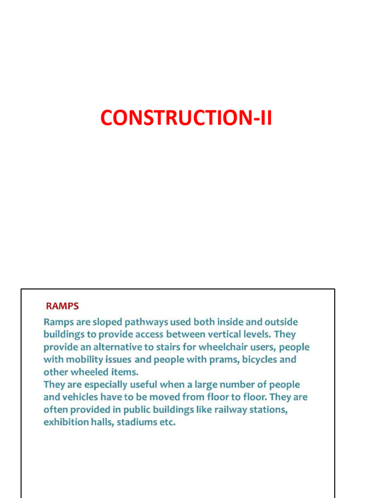 Construction II Ramps | PDF | Stairs | Architectural Elements