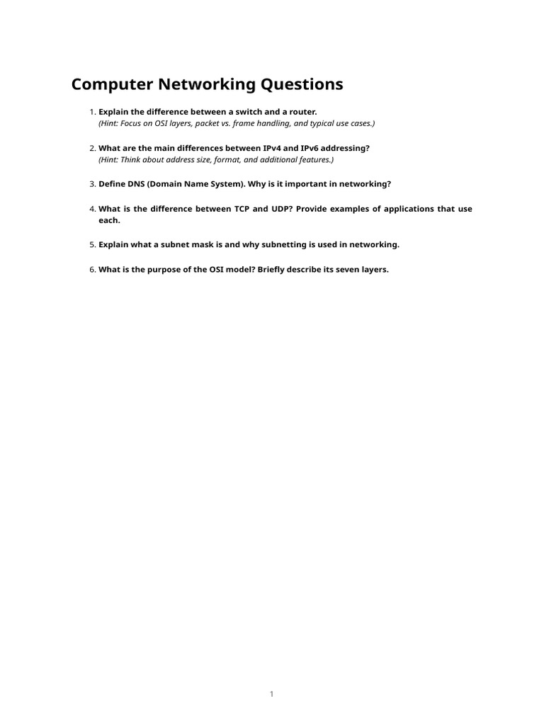 Networking Questions | PDF