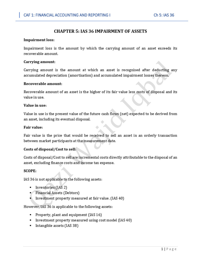 CH # 5 IAS - 36 | PDF | Intangible Asset | Depreciation