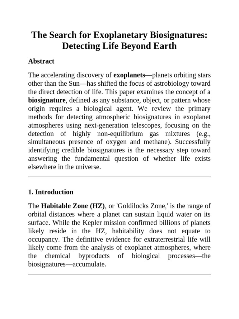 The Search For Exoplanetary Biosignatures | PDF | Exoplanet | Planetary ...