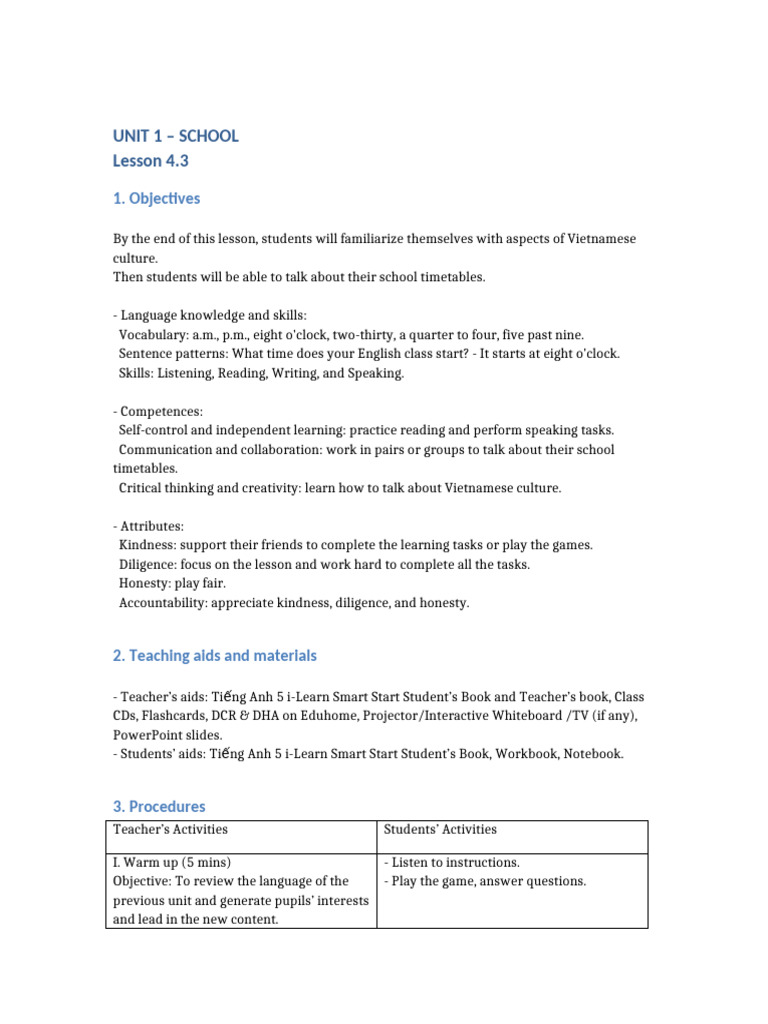 Lesson4.3 TwoColumn Objectives | PDF | Vocabulary | Cognition
