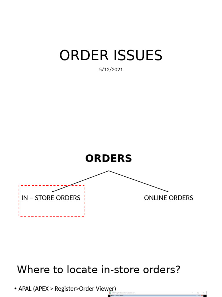 In-Store Order Issue Resolution Guide | PDF | Computing