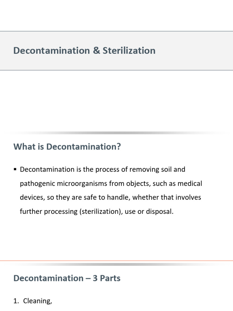 Decontamination and Sterilization Guide | PDF | Disinfectant ...