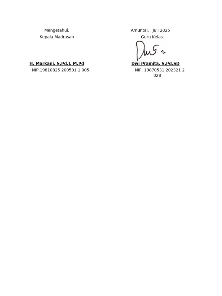 Stempel & Tanda Tangan Kamad MIN 11 | PDF