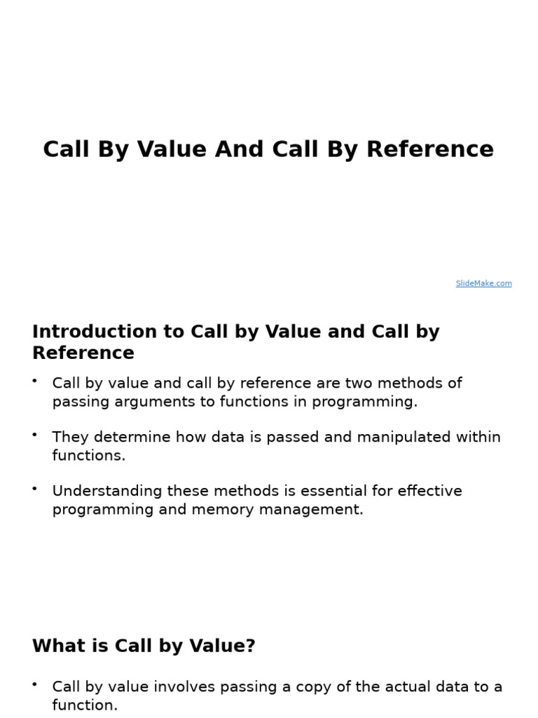 Call by Value vs Call by Reference Explained | PDF | Pointer (Computer ...