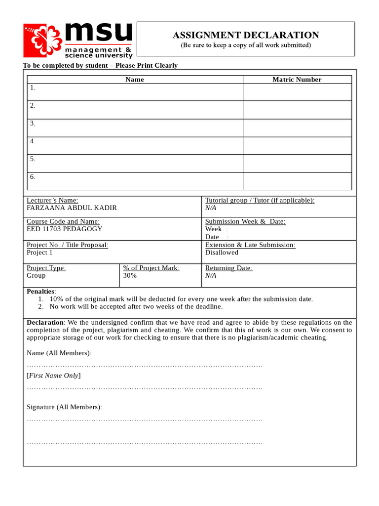 EED 11703 Project Submission Form | PDF