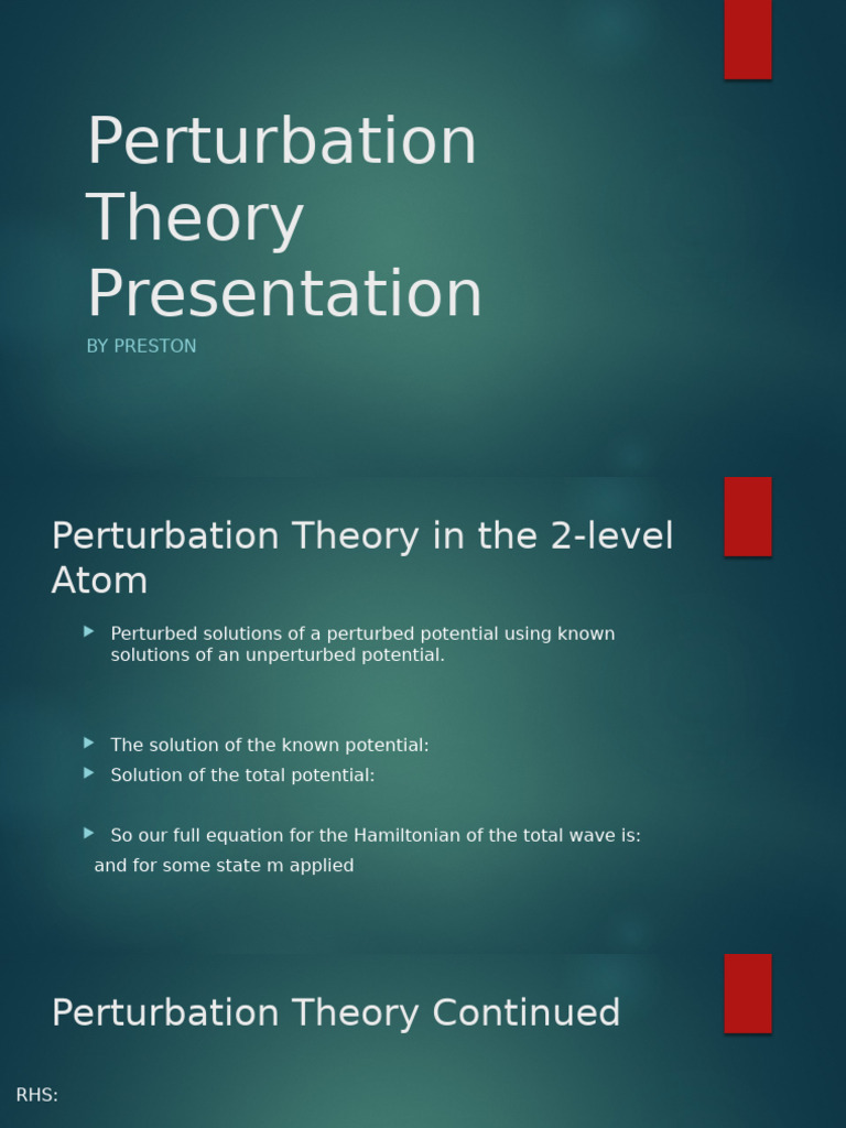 Perturbation Theory in 2-Level Atoms | PDF
