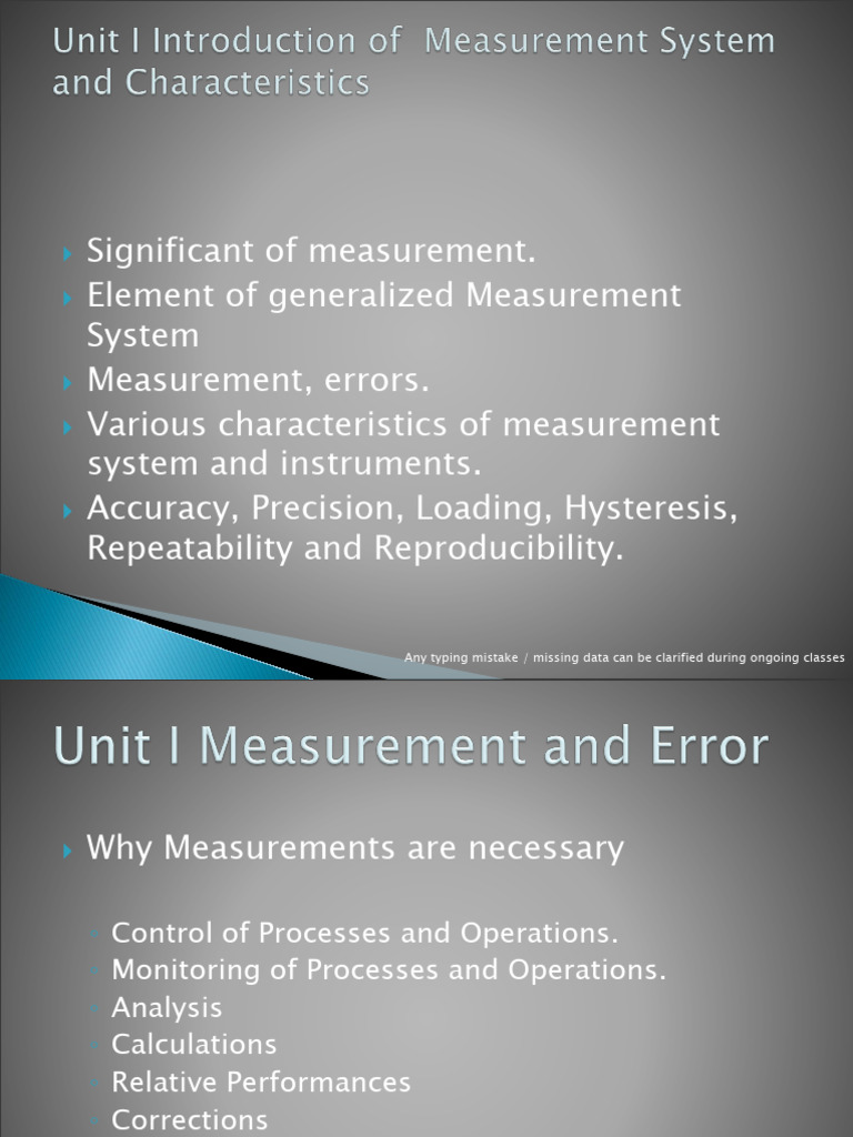 Unit I Introduction of Measurement Sys.. | PDF | Accuracy And Precision ...
